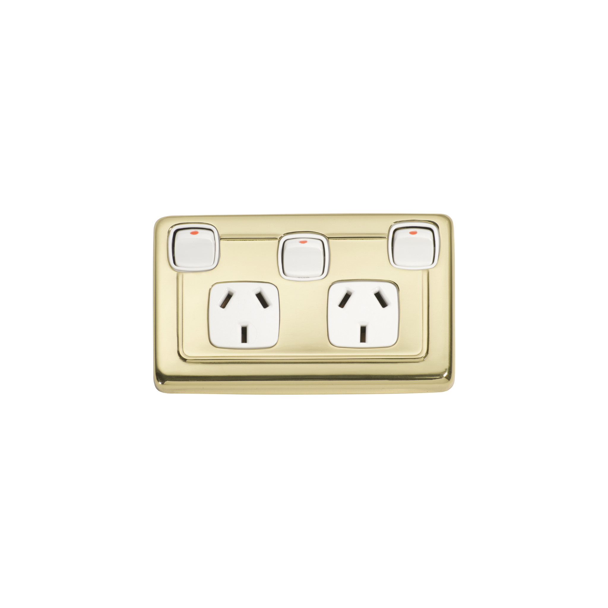 Double Power Point with Extra Switch Polished Brass/White – The ...