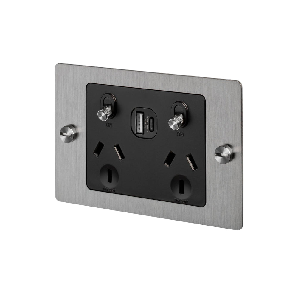 Buster & Punch | 2G GPO Socket USB A+C Steel – The Renovation Shop