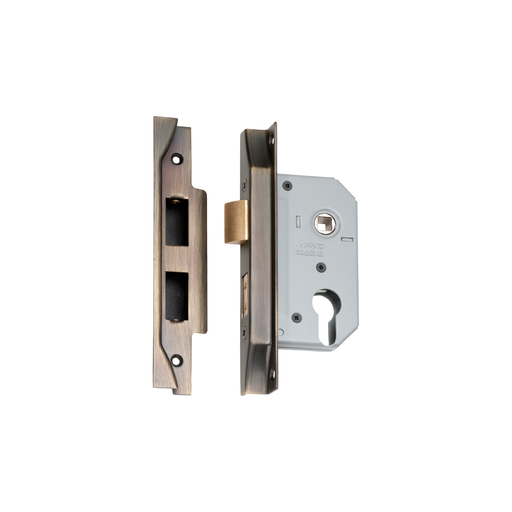 Rebated Euro Mortice Lock Antique Brass 46mm – The Renovation Shop