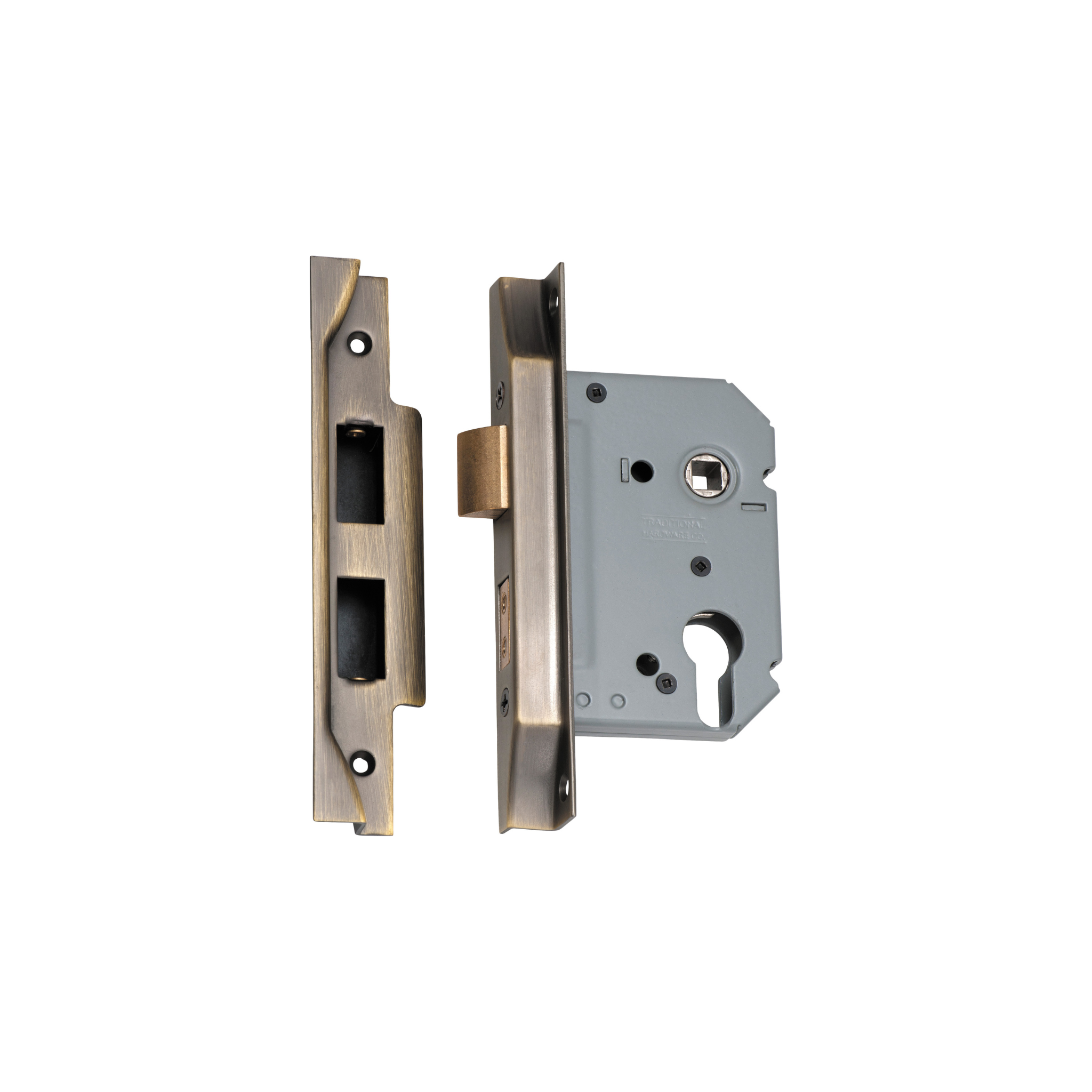 Rebated Euro Mortice Lock Antique Brass 57mm – The Renovation Shop