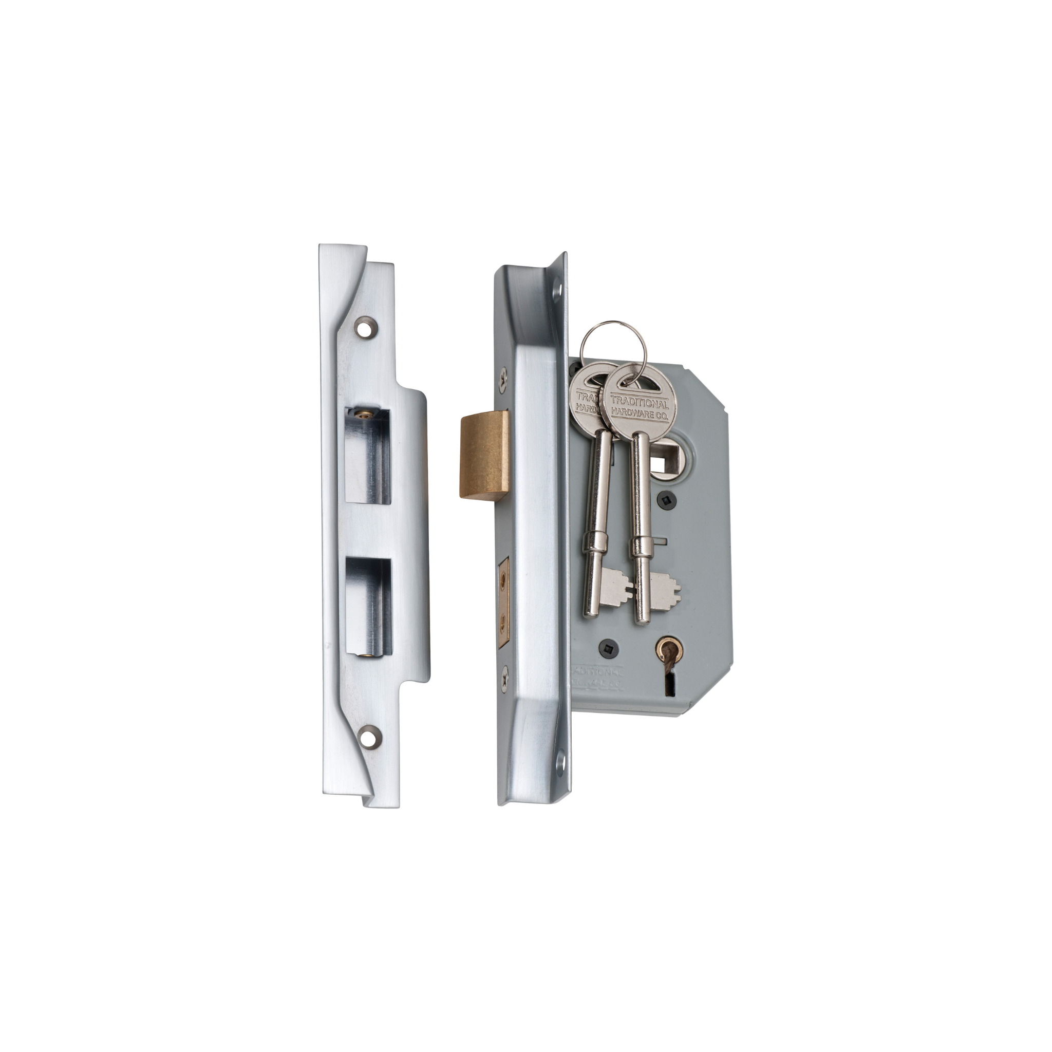 Rebated 5 Lever Mortice Lock Satin Chrome 46mm – The Renovation Shop