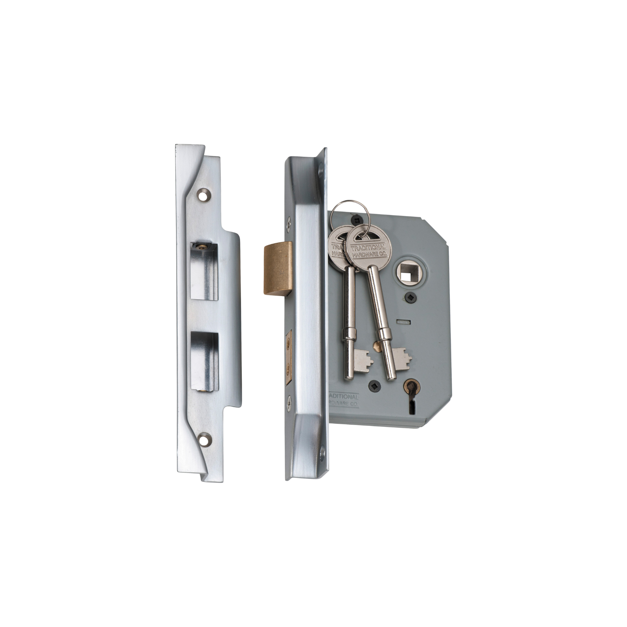 Rebated 5 Lever Mortice Lock Satin Chrome 57mm – The Renovation Shop